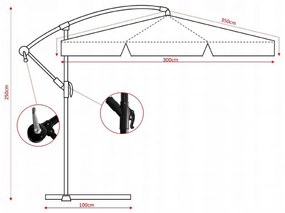 Zahradní slunečník Rona 2 (šedá). 1048547