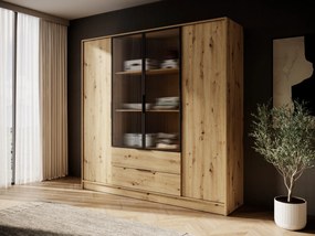 Šatní skříň Kelly 4D RM s policemi 206 cm dub artisan