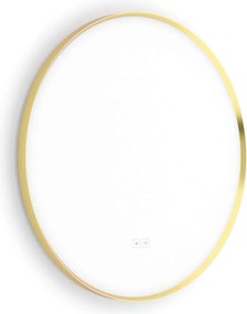 Nimco - Zrcadlo s LED osvětlením, průměr 60 cm, dvěma dotykovými senzory, kartáčovaná zlatá ZPZ 61000RVX-Z