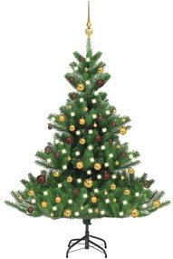 Umělý vánoční stromek normandská jedle LED a koule zelený 120cm,  3077558 HangarStore.cz