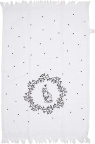 Bílý froté kuchyňský ručník s kočičkou Lovely Grey Cats - 40*66cm