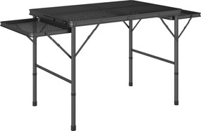 Skládací campingový stůl Outsunny, hliníkový 137x62x67 cm, se skládacími stranami a nastavitelnou výškou, přenosný a lehký, s kovovým mřížkovým pracov