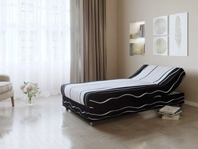 Nejlevnější nábytek Černo-bílo-šedá čalouněná postel NEJBY 90x198 cm