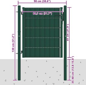 Plotová branka PVC a ocel 100 x 81 cm zelená 145227