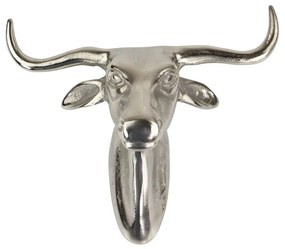 Stříbrná nástěnná dekorace hlava krávy - 24,5*13*21cm