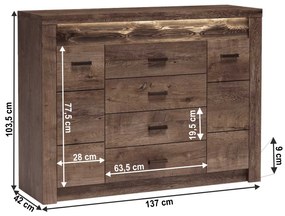 Kondela Komoda, jasan tmavý, INFINITY I-07