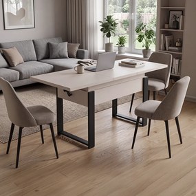 Rozkládací polohovací konferenční stolek HOGO 3v1 | 120-157x62,5-74,5x67 cm | síla horní desky 32 mm | kašmír/černé nohy