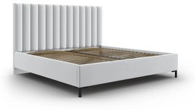 Světle šedá čalouněná dvoulůžková postel s úložným prostorem s roštem 140x200 cm Casey – Mazzini Beds