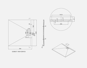Sprchová vanička z litého mramoru DOPORRO GEOMA 07 70-160cm