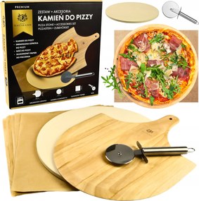 Kámen Na Pizzu Set 4v1 Kordieryt Kámen Lopatka Na Pizzu Nůž +dárek
