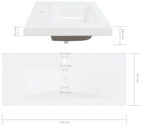 vidaXL Marketos Zápustné umyvadlo s baterií 101 x 39 x 18 cm keramické bílé