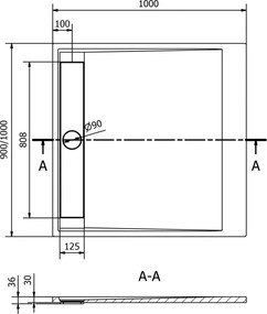 Mexen Amon, SMC čtvercová sprchová vanička 100 x 100 cm, černá, 4F701010
