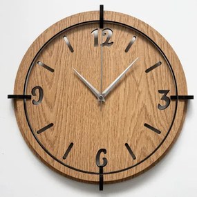 3D Nástěnné hodiny Zlatý dub, tiché, moderní | SENTOP HDF0601-OAK