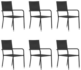 Zahradní jídelní židle 6 ks polyratan černé,  313122