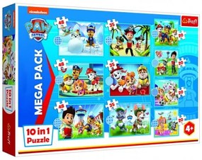 Puzzle Paw Patrol Tlapková Patrola 10v1 Spolehlivý tým v krabici 40x27x6cm