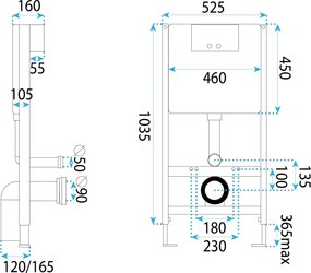 Rea Rea, Podomítkový WC systém K011A-Q + tlačítka HD Gold, KPL-E9560