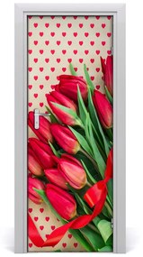 Samolepící fototapeta na dveře Červené tulipány 75x205 cm
