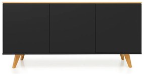 Černá komoda s nohami z bukového dřeva Tenzo Amelia, 162 x 77 cm