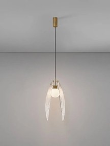 Ocelové LED závěsné svítidlo v mosazné barvě se skleněným stínidlem Shelina – Nova Luce
