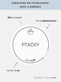 Samolepka na kořenky PTÁČKY bílá 5 cm základní písmo