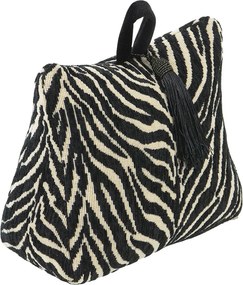 Krémovo-černá bavlněná dveřní zarážka Zebra - 10*21*17cm