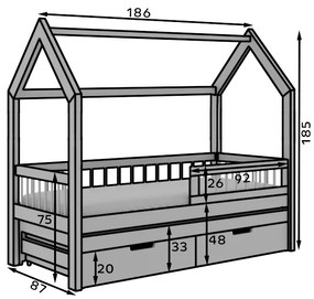 ADRK Rozkládací postel ARTES, CH-ART-W-180-M, 180x80 cm s matrací, bílá