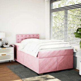 Box spring postel s matrací růžová 120 x 200 cm samet 3288599