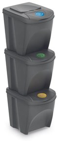 Sada 3 odpadkových košů SORTIBOX III 3x25 litrů Barva: Šedý kámen, kód produktu: , objem (l): 3x25
