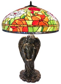 Vitrážová lampa Tiffany s andělem Fabienne – Ø 57*83 cm E27/max 3*60W