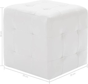 Taburety 2 ks bílé 30 x 30 x 30 umělá kůže 278389