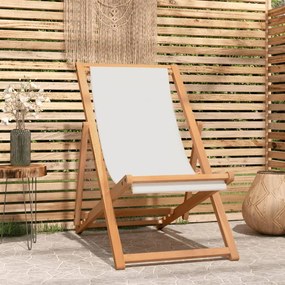 Kempingová židle teak 56 x 105 x 96 cm krémová