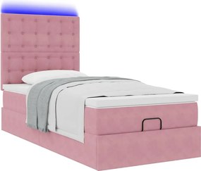 Osmanský rám postele s matracemi růžová 90x200cm samet 3314443