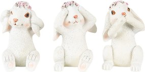 Dekorace 3ks králíčci nevidím, neslyším, nemluvím - 19*7*9 cm