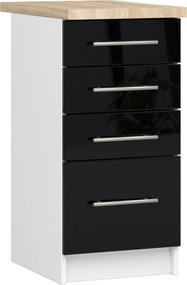 Kuchyňská skříňka Olivia S40 SZ4 bílá/černý lesk