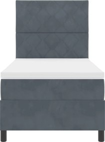Postel s boxspringem s čelo Tmavě šedá 90 x 190 cm samet 3339867
