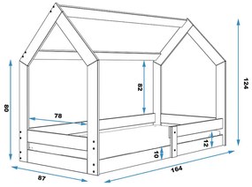 b2b1 BMS-group Dětská postel Domek 1 80x160 cm, hnědá + rošt a matrace ZDARMA