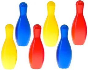 Kuželky s koulí barevné / Sada 6 ks / V síťce / Plast / 19 cm / od 10