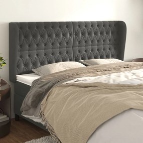 Čelo postele typu ušák tmavě šedé 203x23x118/128 cm samet 3118359