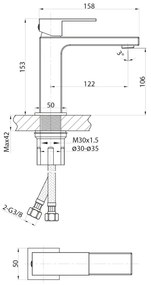 Sapho - Umyvadlová baterie CUBEMIX 15,3 cm matná černá