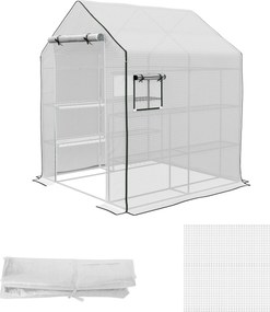 Zahradní fólie Outsunny 1,4 x 1,9 m, voděodolná fólie s UV ochranou a bočním oknem, odolná fólie z polyethylenu, kryt pro skleník, tunelová fólie pro