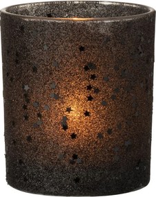Černý skleněný svícen Baubles stars black – Ø 9*10 cm