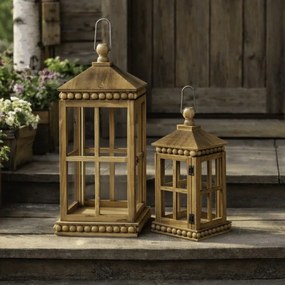 Set dvou dřevěných luceren hnědý DA211 BR (2 ks)