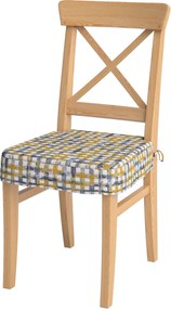 Sedák na židli IKEA Ingolf barva modrá látka pletený vzor, vzorované