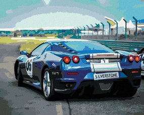 Diamantové malování diamondi - sportovní modré auto ferrari, 40x50 cm, bez rámu a bez vypnutí plátna