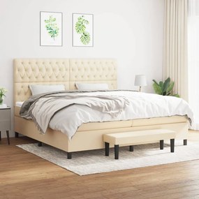 Box spring postel s matrací krémová 200x200 cm textil 3136866