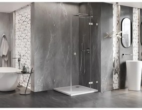 Mexen Lunar T, sklopný sprchový kout pravý 110 x 110 cm, 8mm čiré sklo, ocelový profil, 834T-110-110-97-00-P