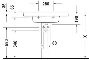 Duravit Starck 3 - Umyvadlo 85x48,50 cm, 3 otvory pro armaturu propíchnuté, bílé 0304800030