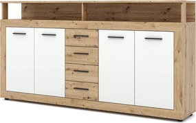 Komoda Luna 190 cm dub Artisan/bílá