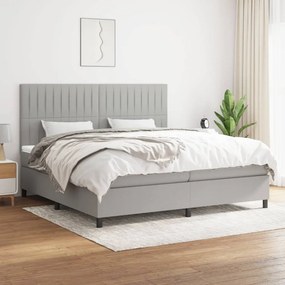 Box spring postel s matrací světle šedá 200 x 200 cm textil 3141961