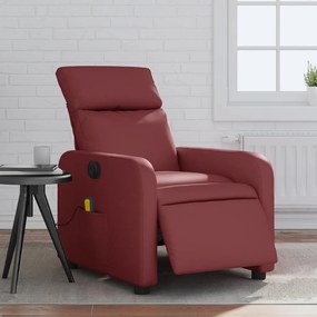 Elektrické masážní polohovací křeslo vínové umělá kůže 3206746